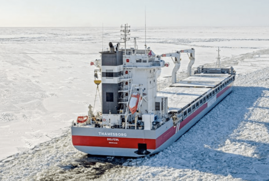 Canadian Arctic: Cargo Ship Thamesborg Grounded in Franklin Strait